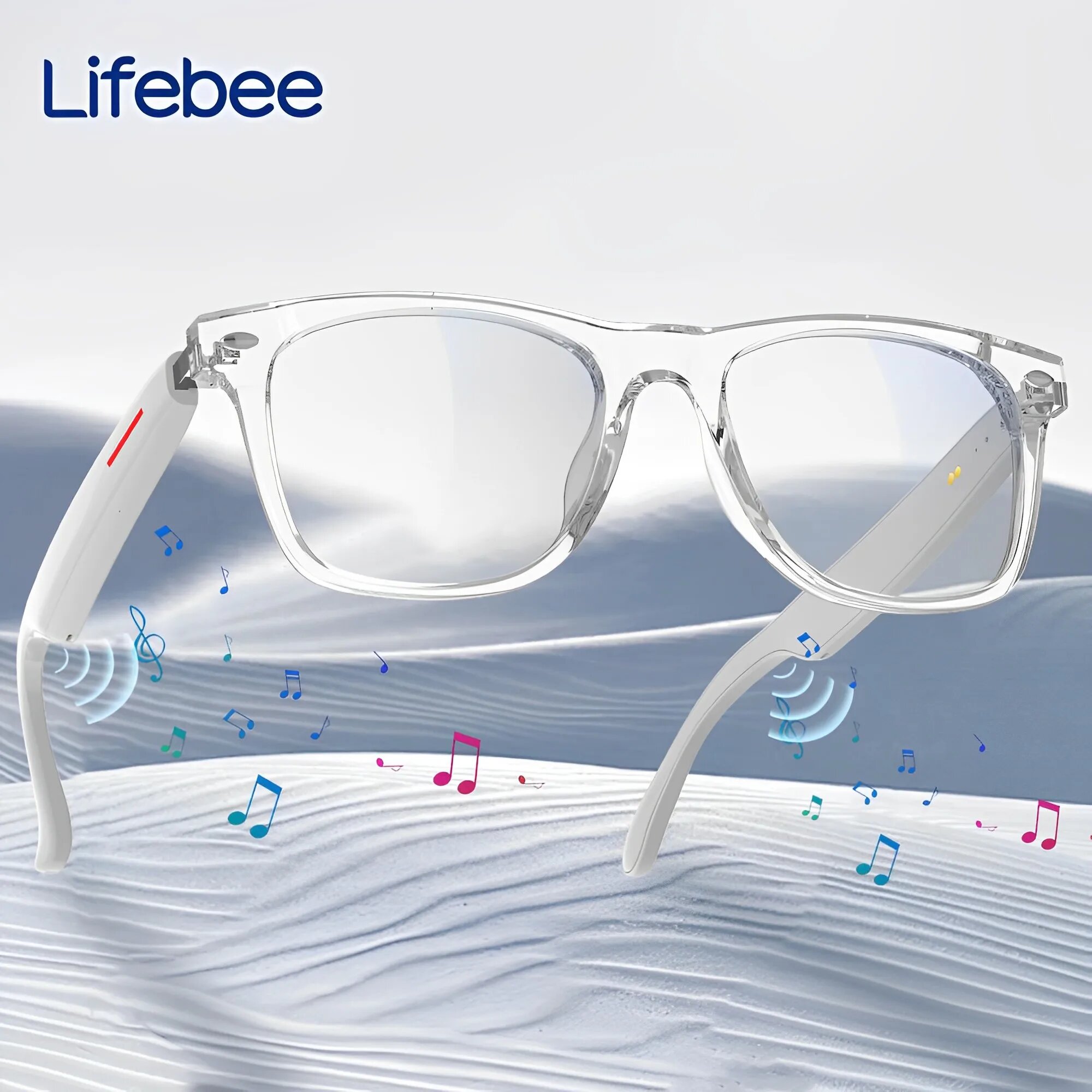 LIFEBEE white smart wireless bluetooth glasses to listen to music , call white men and women fashion anti-blue light glasses
