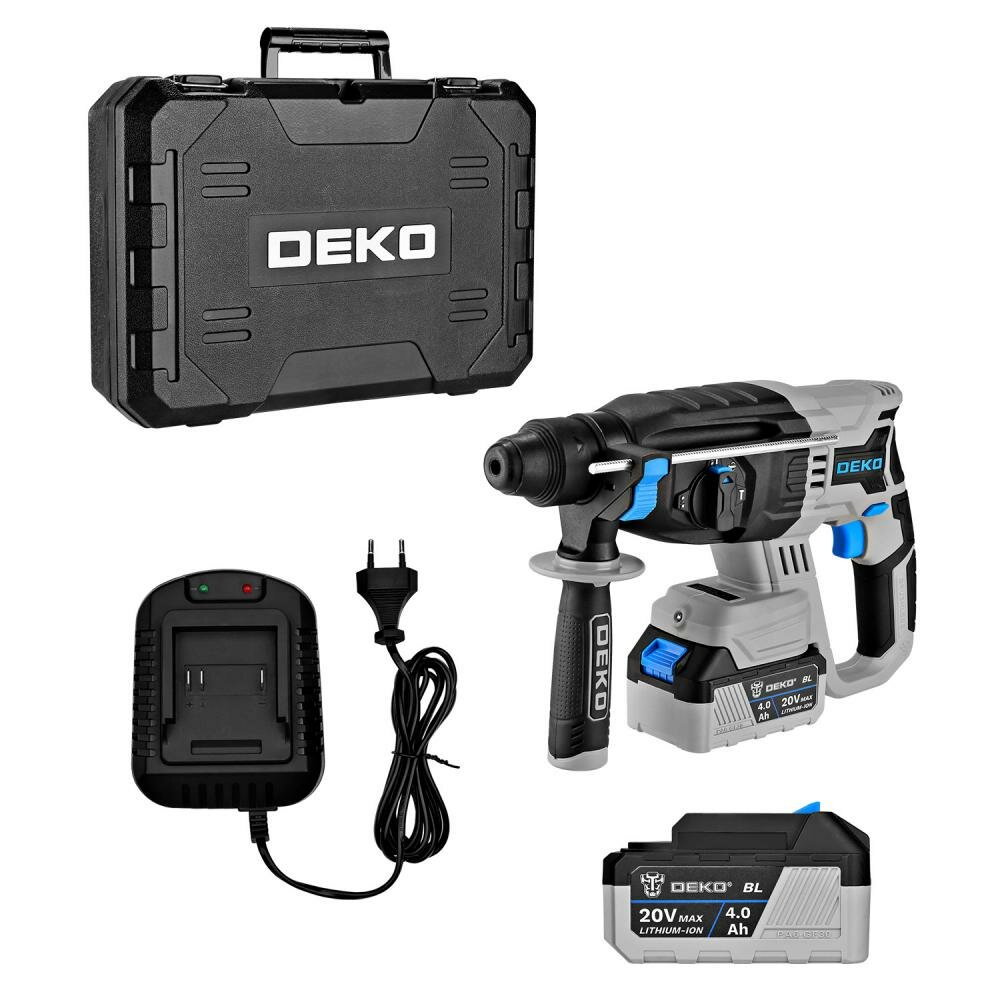 Перфоратор аккумуляторный бесщеточный DEKO DKCH20FU-Li в кейсе 20В 2х4Ач 3Дж 063-4419