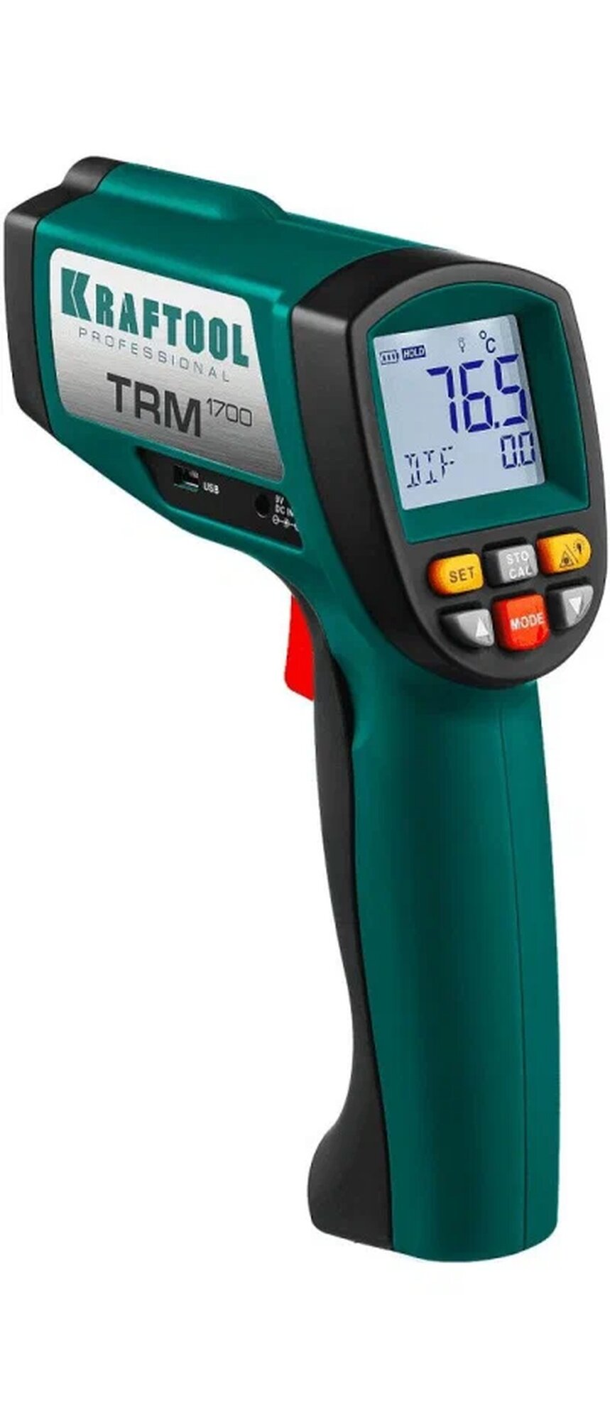 Пирометр Kraftool 45701-1650, от батареек, красный луч, зеленый/черный
