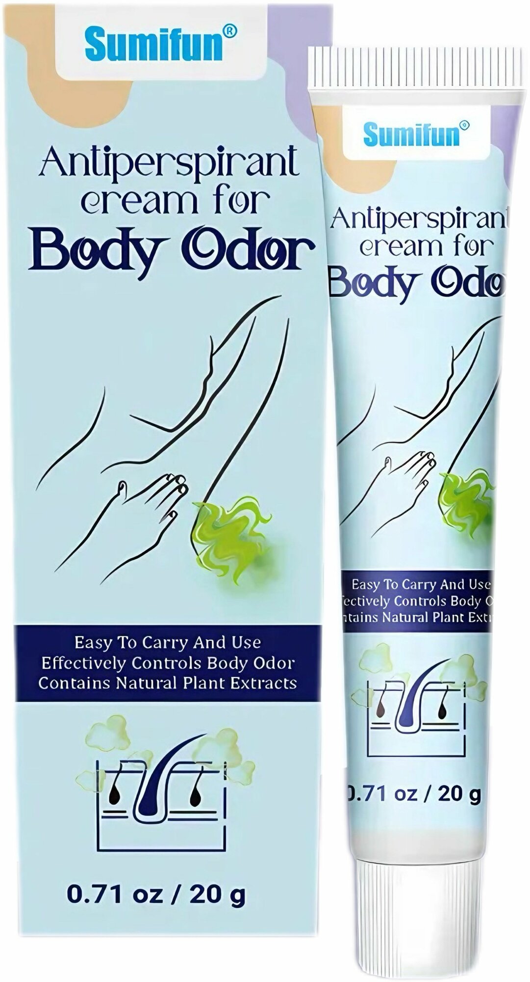 Крем мазь от запаха пота, дезодорирующий, Body Odor Remover 20 гр Sumifun