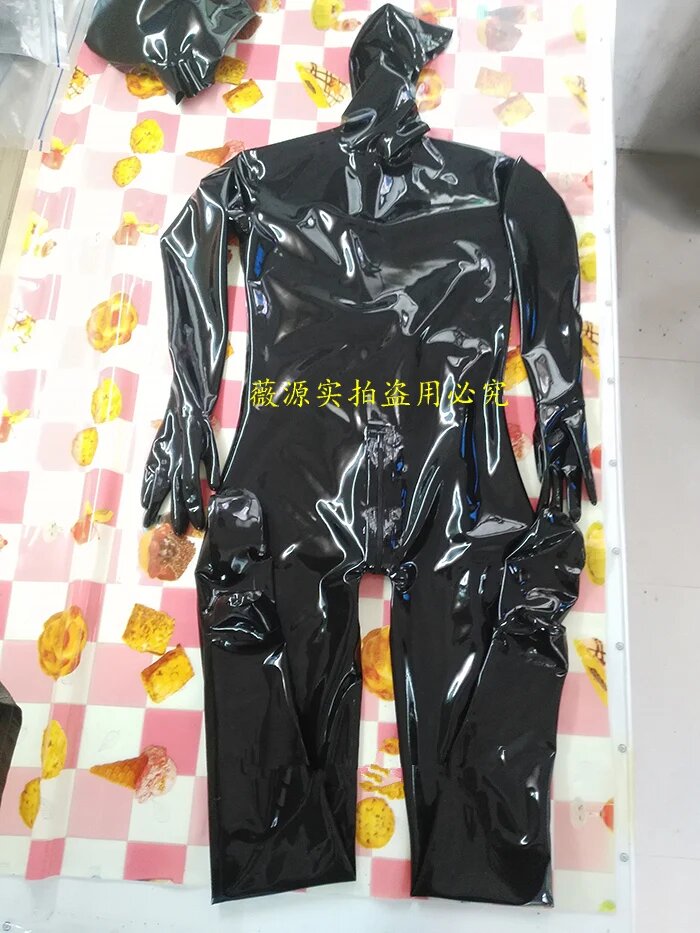 Латексный резиновый костюм кошки для лица фетиш боди с капюшоном перчатки носки на заказ