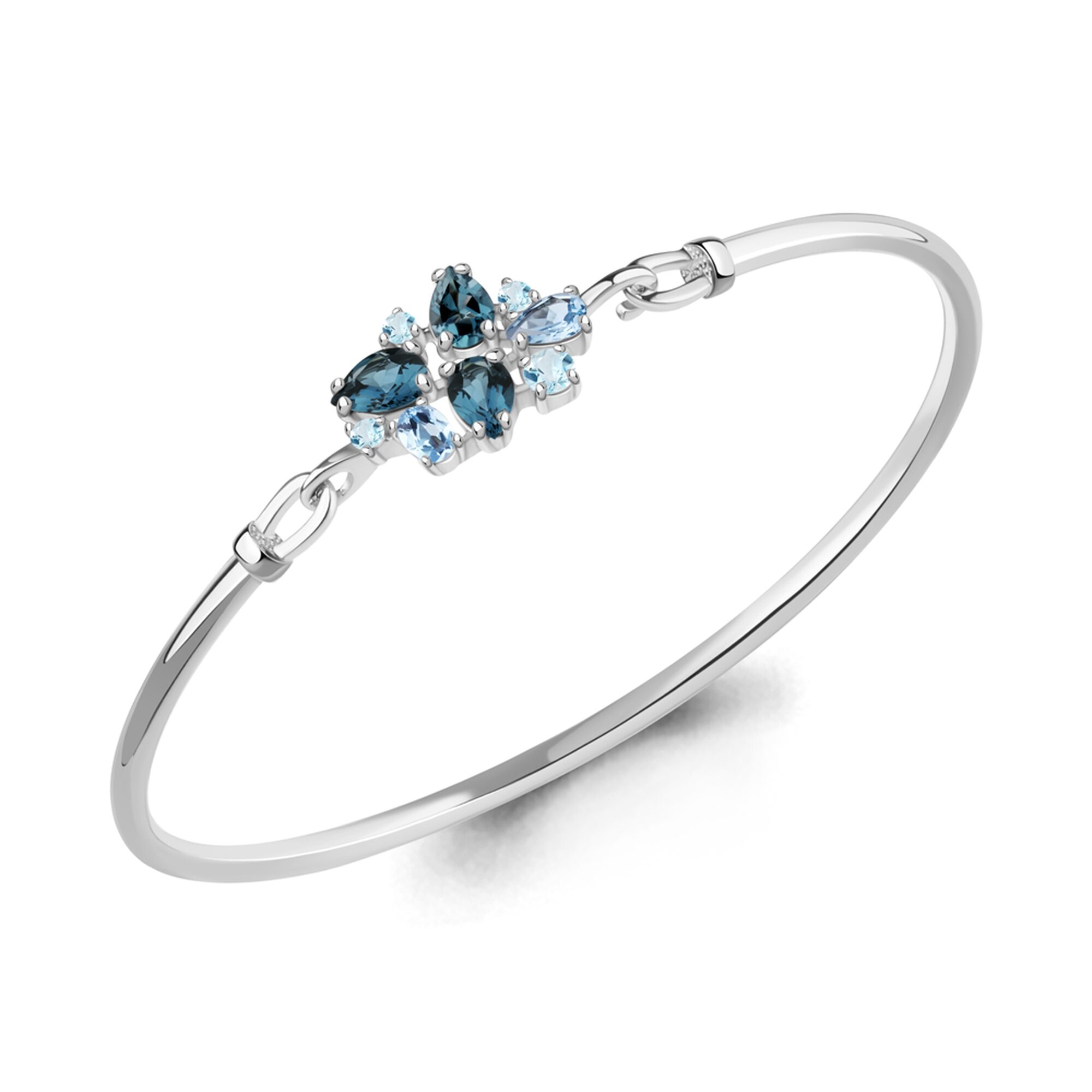 Браслет, серебро, 925 проба, родирование, топаз