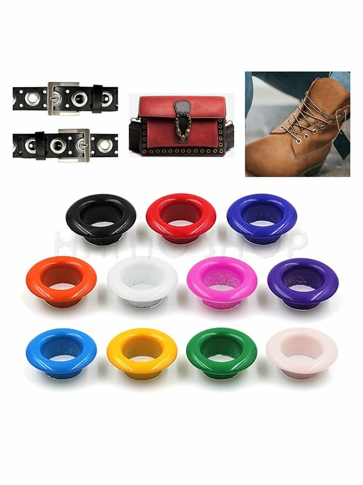 100 комплектов цветных металлических люверсов 4-12 мм для DIY одежды, сумок, обуви, штор и тентов, набор люверсов для творчества и ремонта