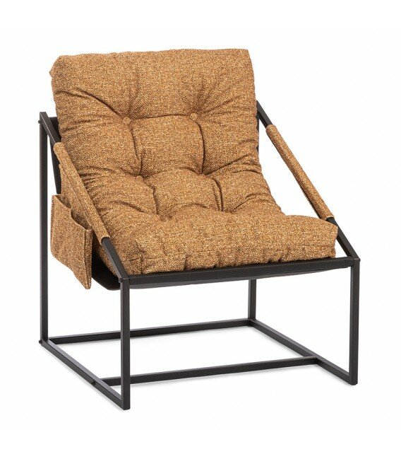 Кресло Charli / Чарли без подлокотника с карманом, велюр/букле, VT shape amber