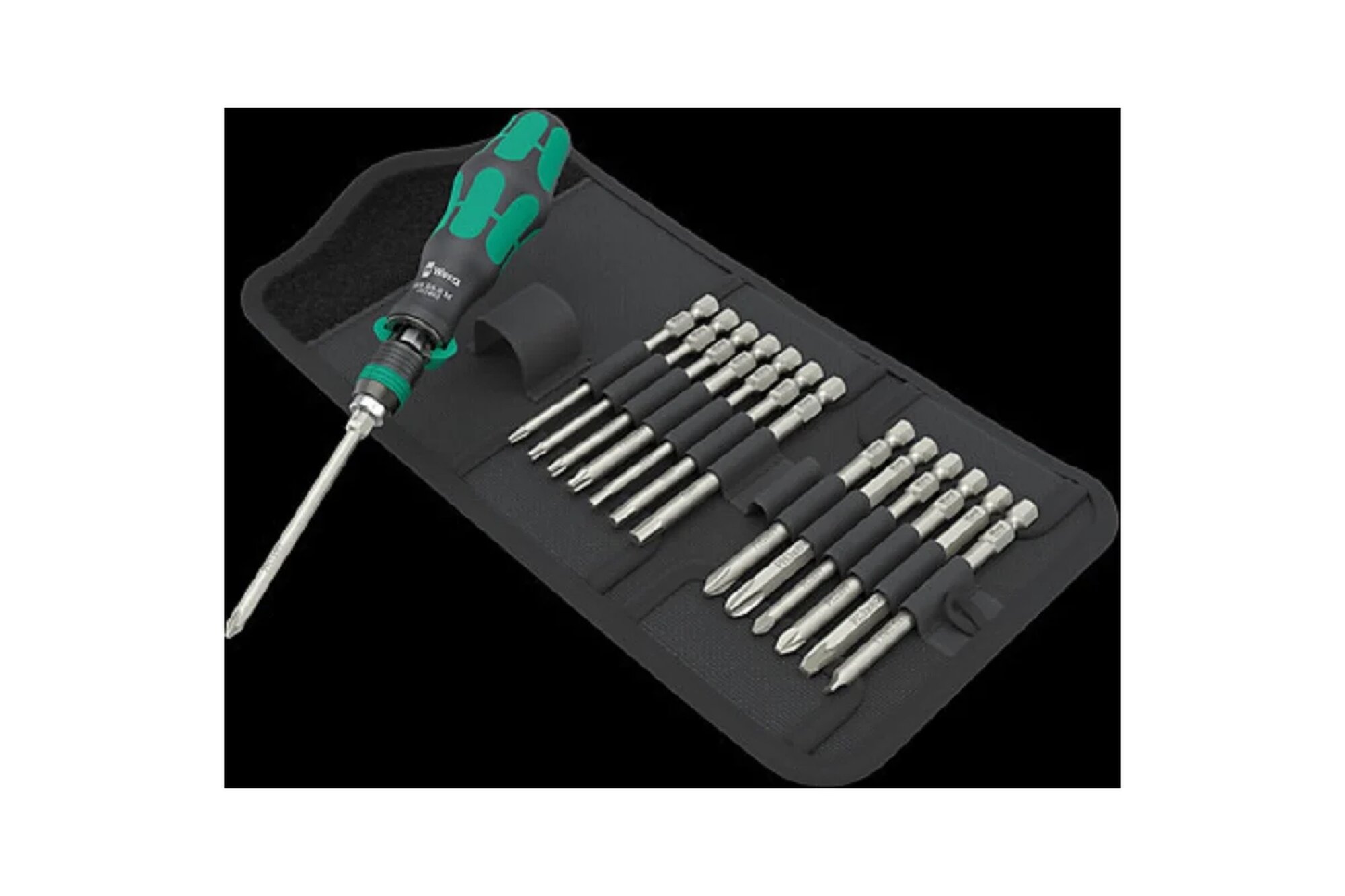 Набор бит 89 мм с отвёрткой-битодержателем с функцией трещотки, с патроном Rapidaptor, 15 пр. Kraftform Kompakt 838 RA-R M Set 1 WERA WE-051061