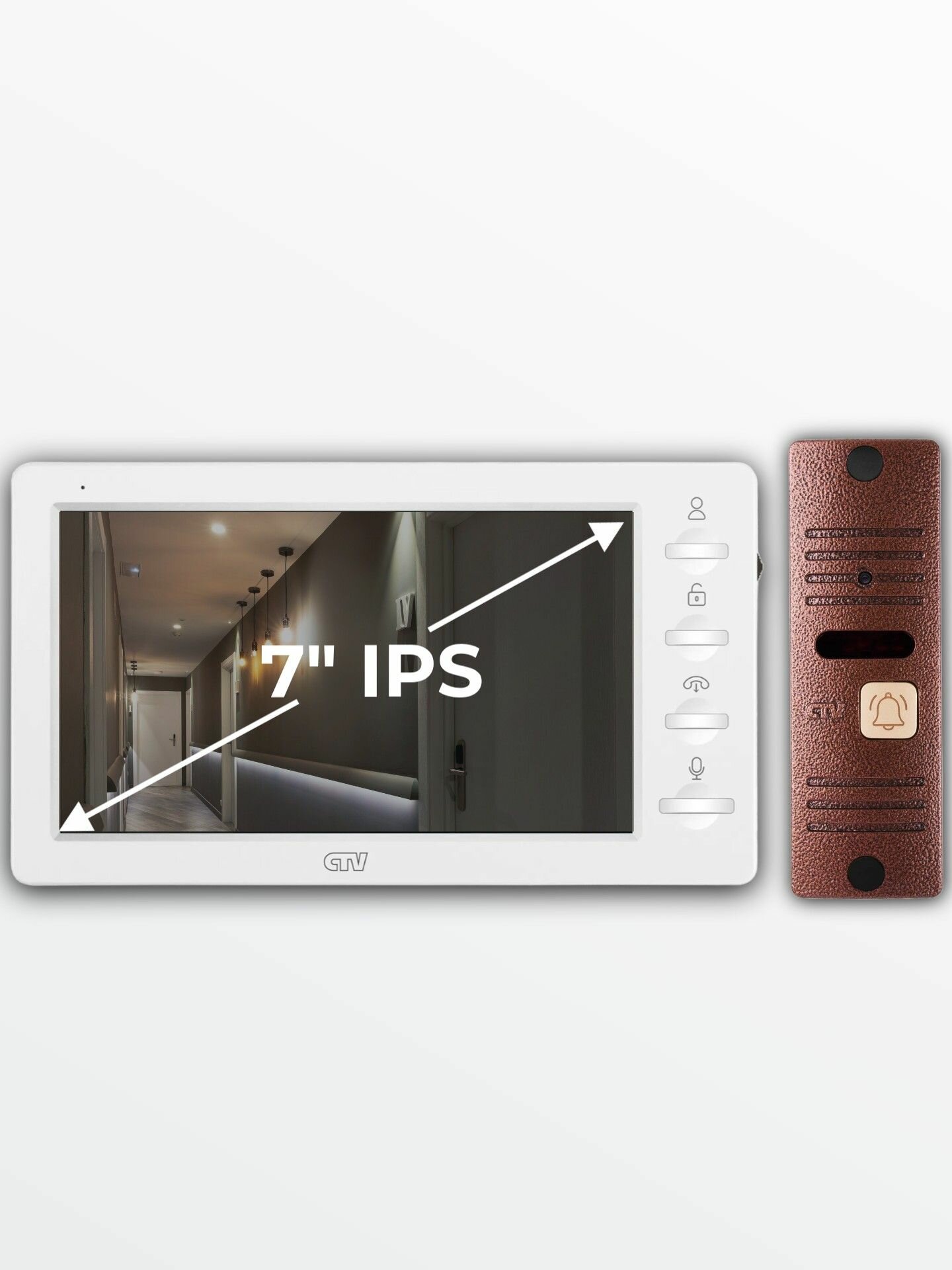 Комплект видеодомофон для квартиры: аналоговый монитор 7" CTV-M3702 Gamma + вызывная панель CTV-D10 Plus, для дома или офиса, удаленное открытие замка, подключение к подъездному домофону