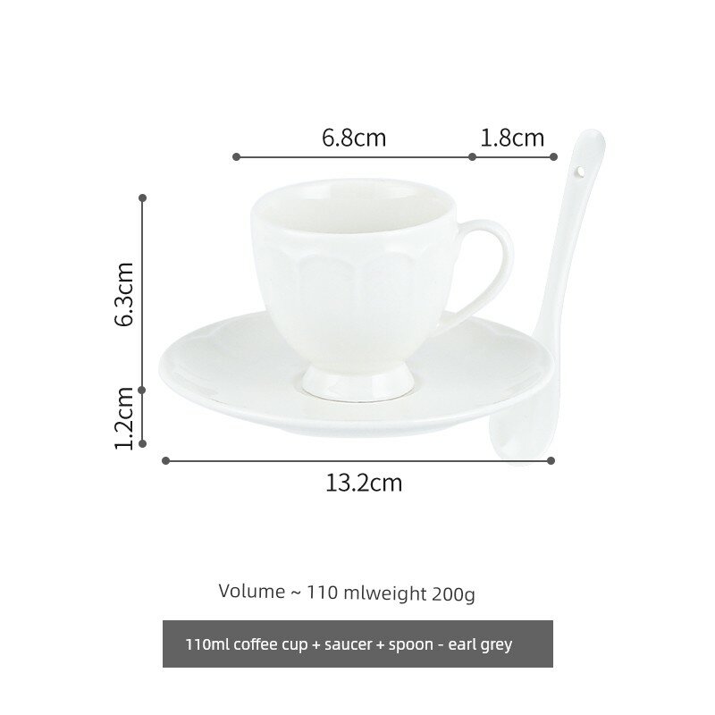 Чисто белая керамическая чашка для кофе с рельефным узором, высококачественная кружка, набор посуды для послеобеденного