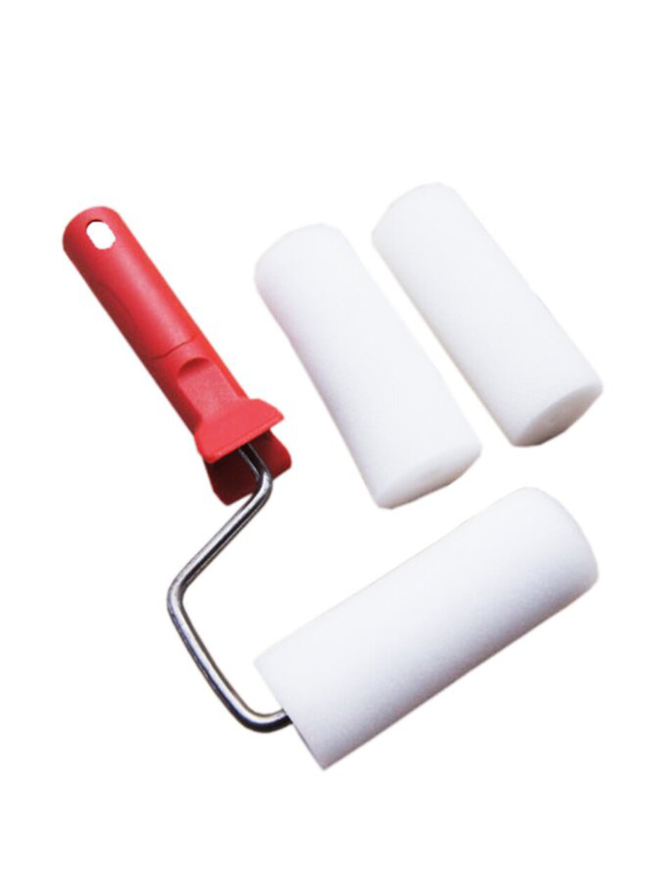 Валик малярный с ручкой и двумя шубками, поролон, 100 мм, с бюгелем, универсальный, для покраски стен и потолков