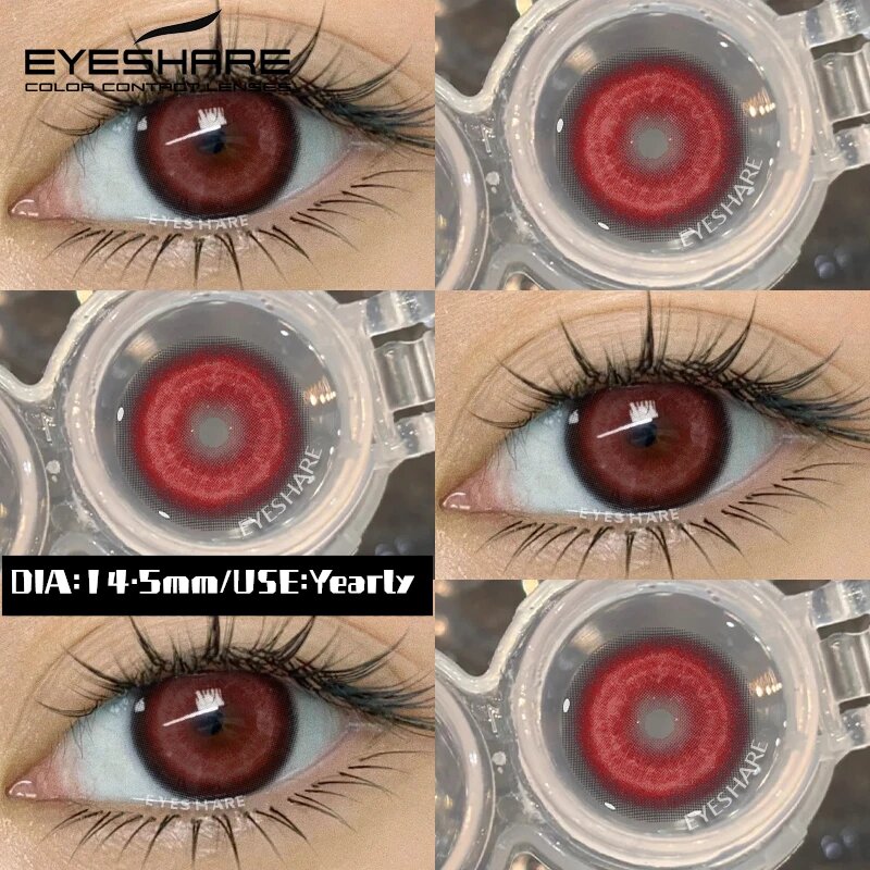 Цветные Контактные Линзы EYESHARE Для Хэллоуина: Синие, Для Косплея, Аниме, Красные, Фиолетовые, Розовые. Красивый Макияж