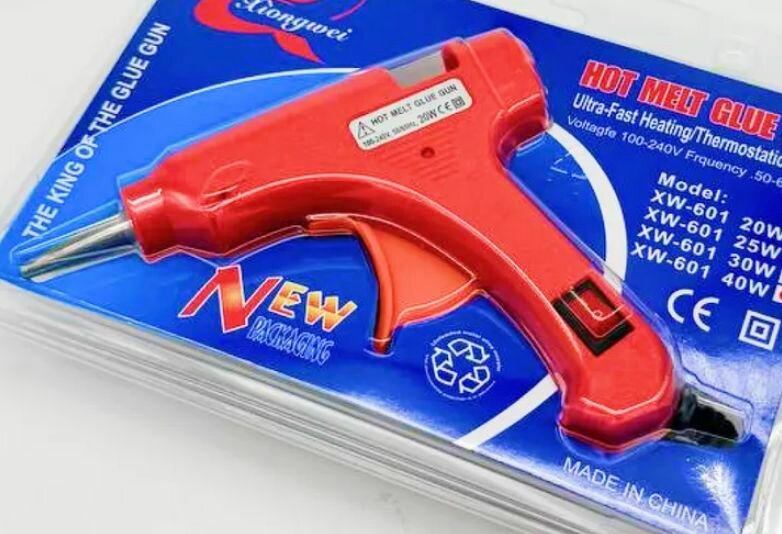 Клеевой пистолет, диаметр стержня 7 мм, (термопистолет), красный