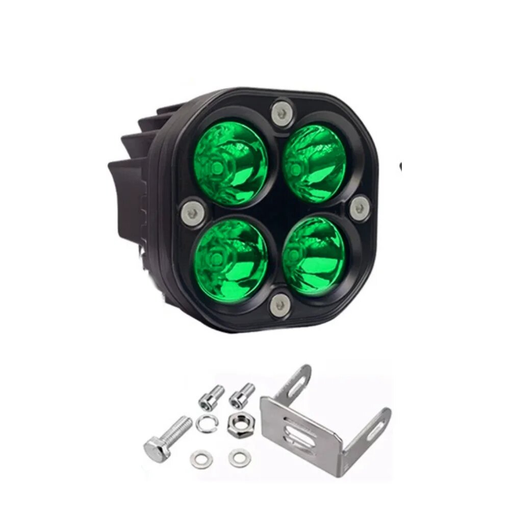 3-дюймовый красный, зеленый светодиодный рабочий свет, 12 В, 24 В, 40 Вт, квадратные 1PCS - Green