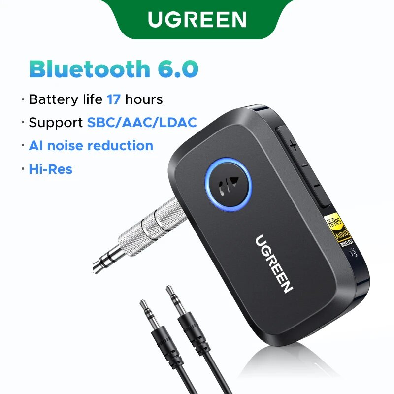 UGREEN Беспроводной адаптер Bluetooth 5.3 3,5 мм LDAC Black