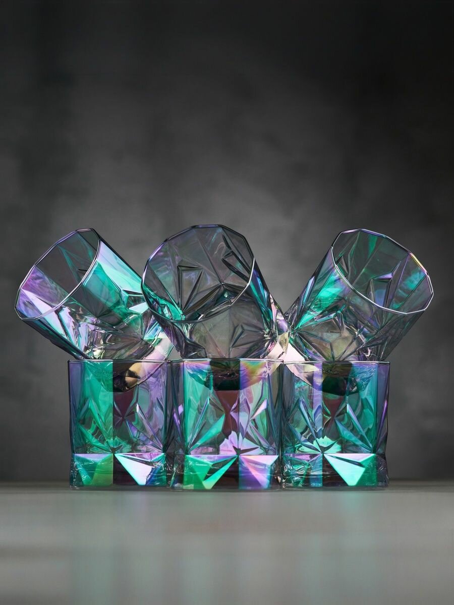 Стаканы Glasstar exclusive "Geometrica Emerald", 6 шт, 340 мл