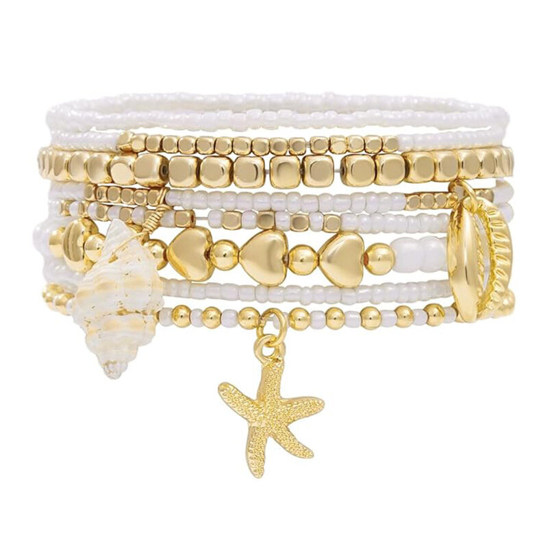 YMНабор браслетов Ракушник Звезда Жемчуг Бохо Пляж Удача