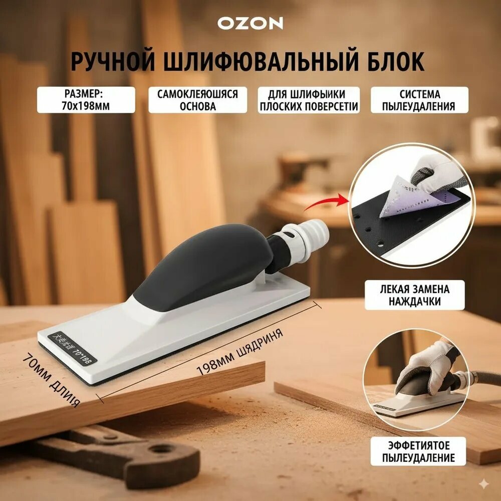 GEALFIS ручной шлифовальный рубанок 70*198 мм с удобной эргономичной ручкой сетчатая подошва для подготовки поверхности