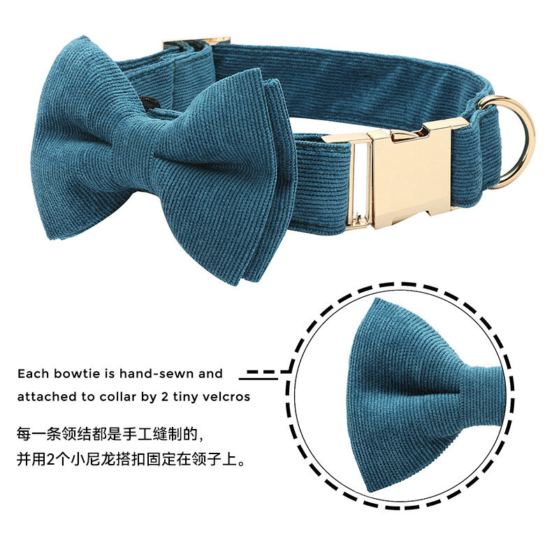 Поставка нового продукта темно-синий вельвет толстый собака прогулка воротник собака ошейник поводок костюм