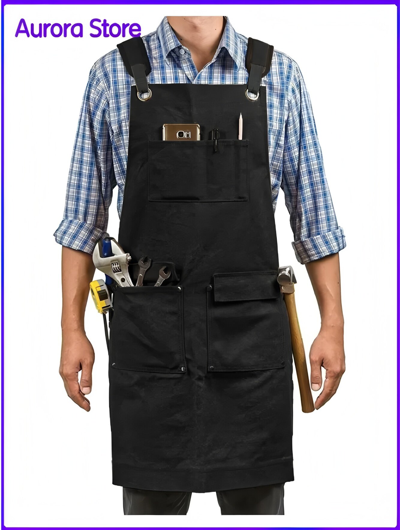 Многофункциональный холщовый фартук с несколькими карманами для инструментов