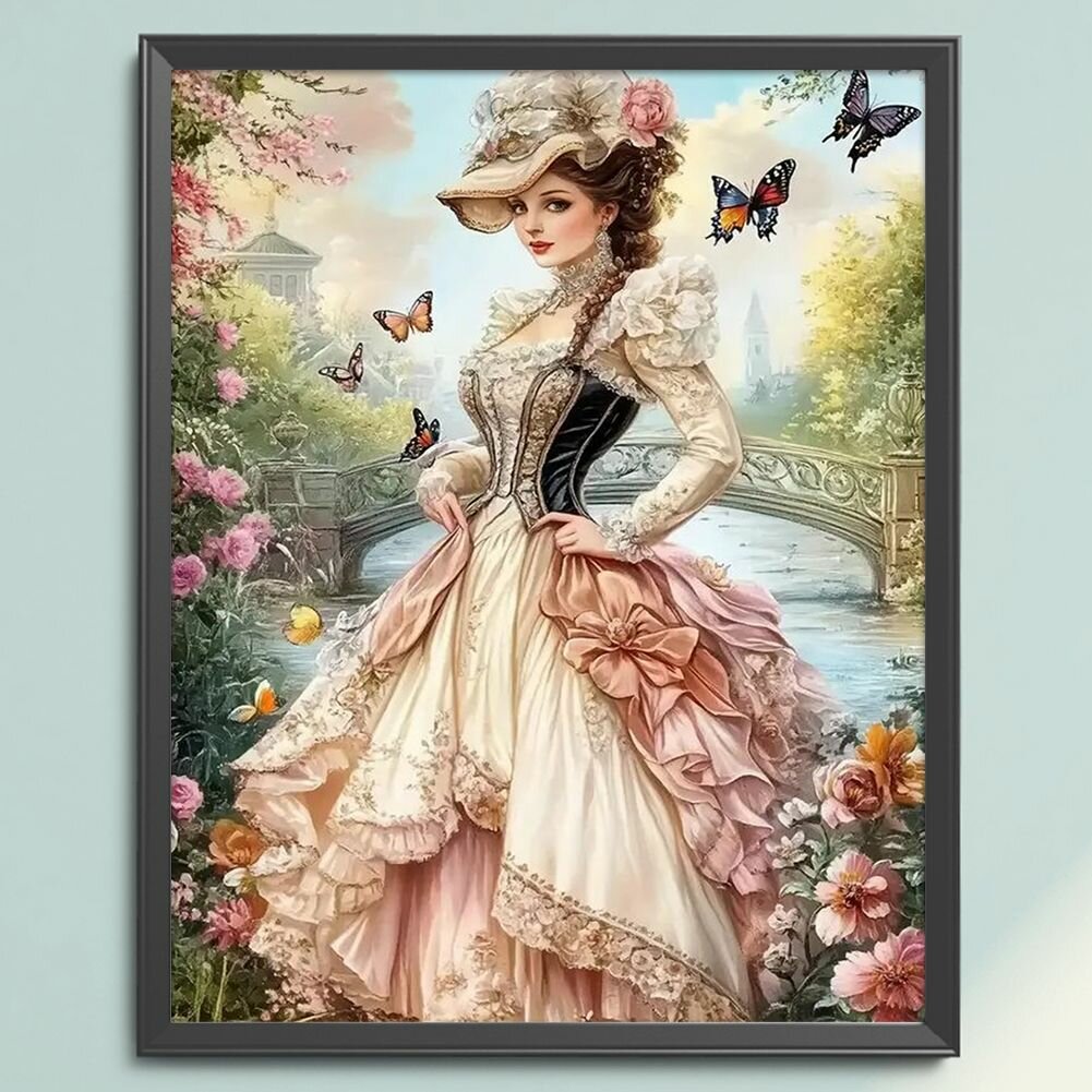 Набор для вышивания крестиком, Викторианская девушка в замке, украшение для дома, 50х50см