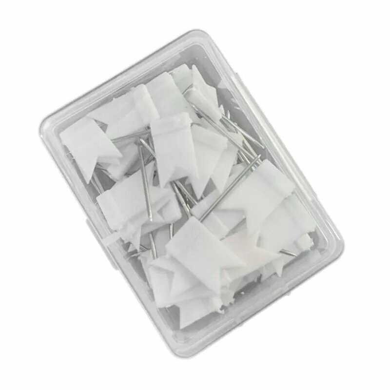 (50 шт.) Кнопки-флажки для пробковой доски Белые