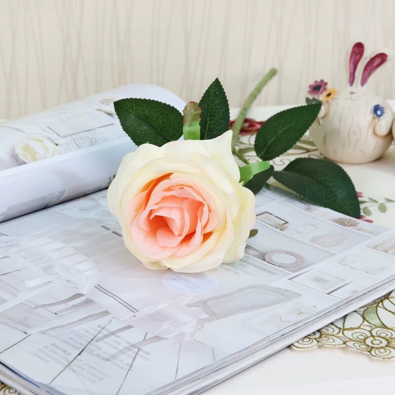 Поддельные цветы, имитация роз, декоративные цветы, розы для любовника, одиночные цветы, обеденный стол для гостиной,