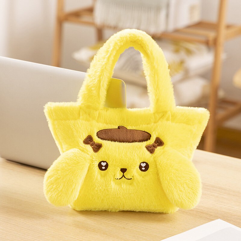 Мягкая плюшевая сумка-шоппер с мультяшным рисунком, стильная сумочка, повседневная маленькая сумка, кошелек для монет и телефона, милая и универсальная сумка для хранения вещей в дороге.