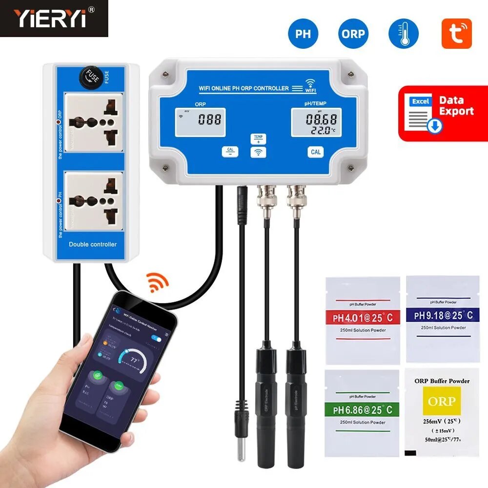 WiFi Temp PH ORP контроллер измеритель качества воды анализатор данных регистратор PH тестер смарт удаленный онлайн монитор для плавательного бассейна