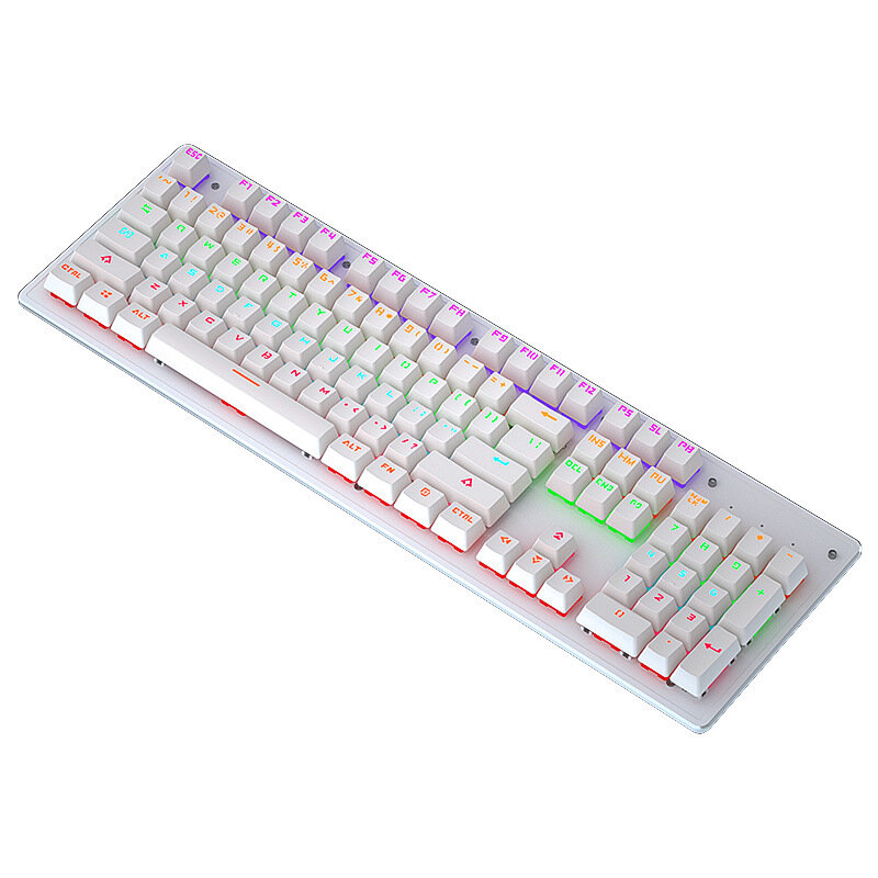 K880 Проводная механическая игровая клавиатура белый цвет с синими переключателями
