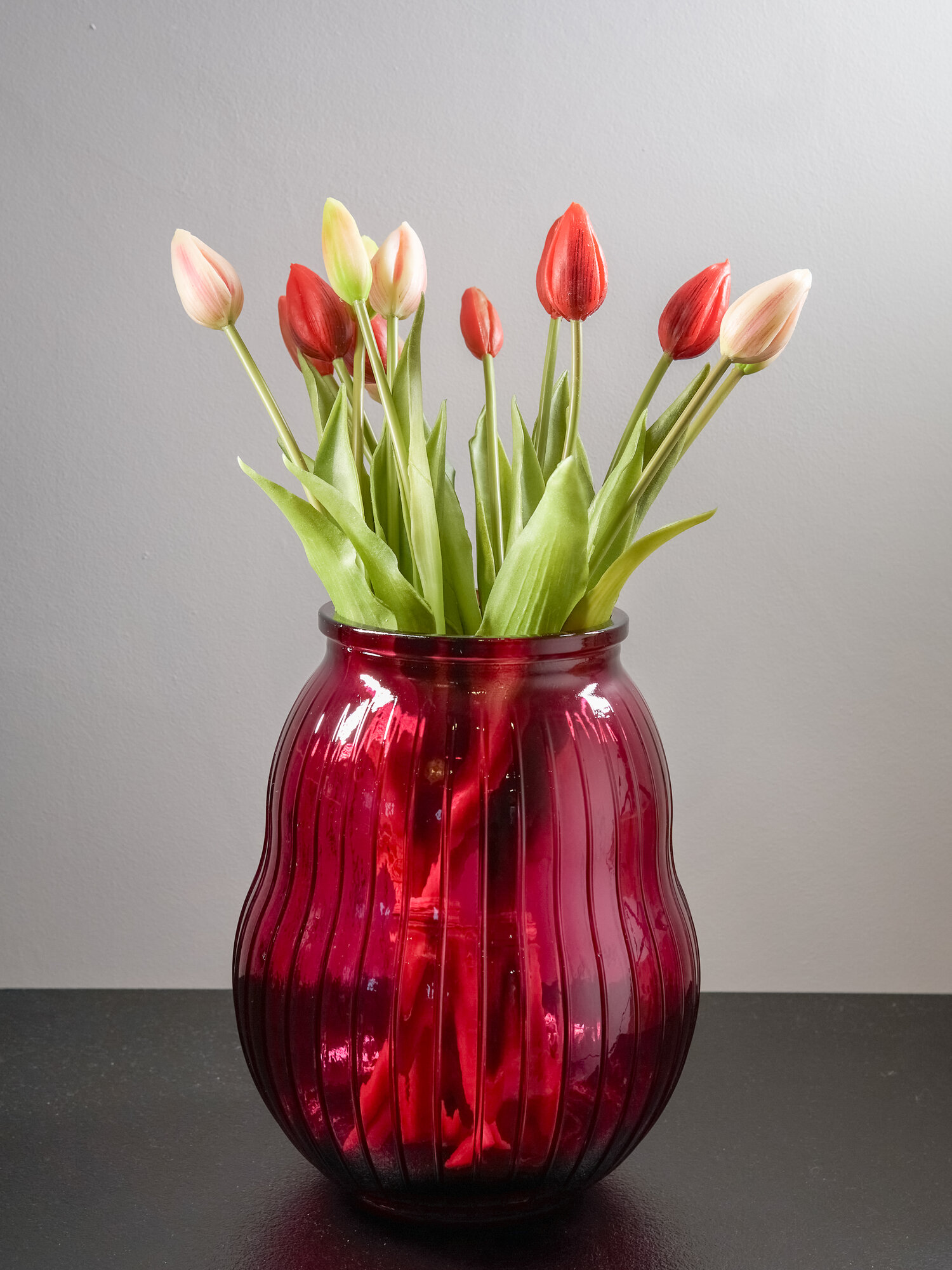 Ваза стеклянная для цветов ALBANIA San Miguel, 23 см, Цвет: фуксия