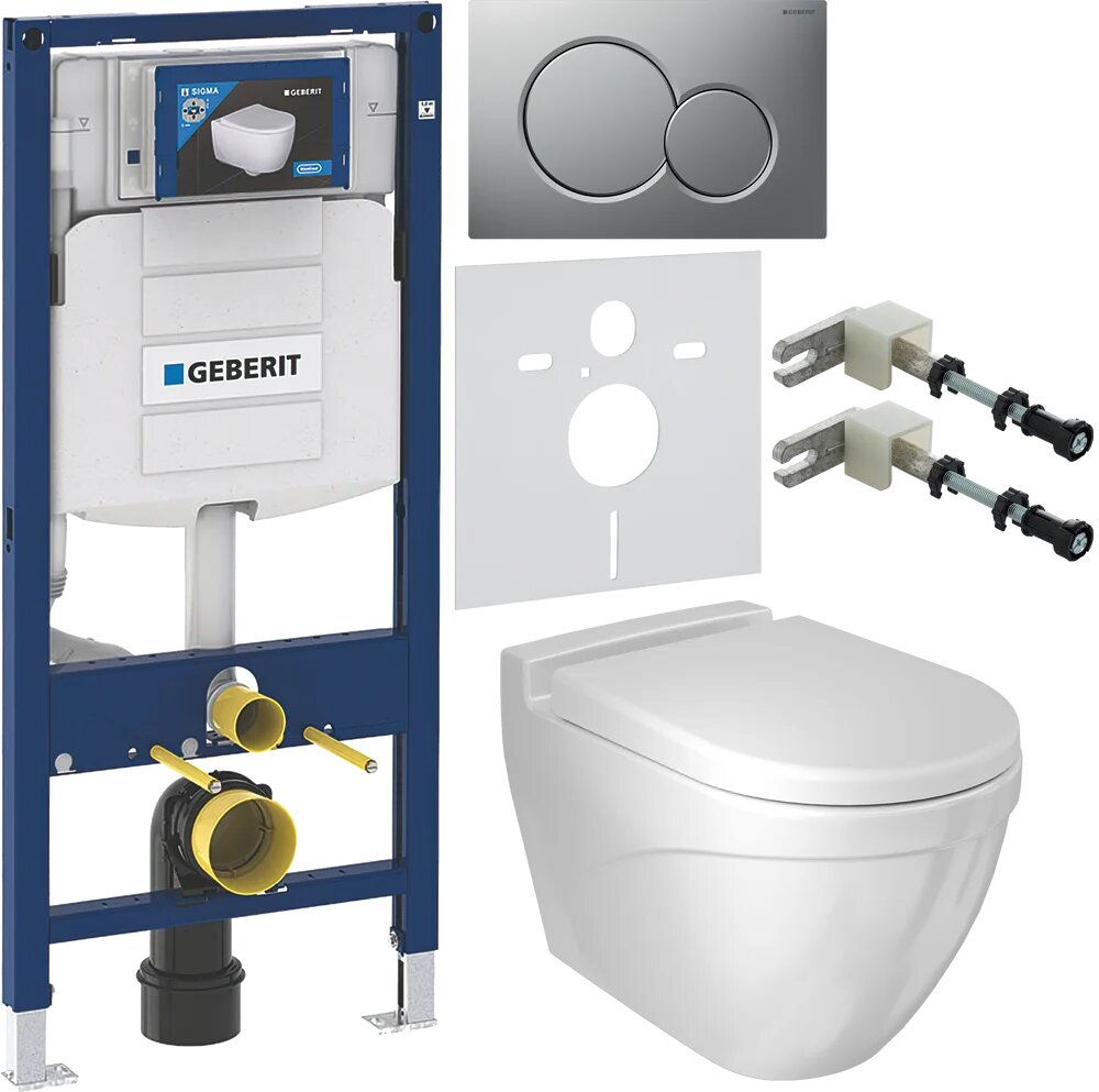 Комплект 6 в 1 Унитаз подвесной BOCCHI Taormina Arch 1012-001-0129 белый / Сиденье A0302-001 с микролифтом, глянцевая белая / Инсталляция Geberit Duofix UP 320 111.300.00.5 (111.950.00.6), Кнопка Sig
