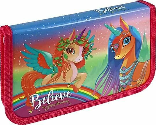 Пенал Проф-пресс  1-секционный, большой, с откидной планкой, дизайн "поверь В ЕДИНОРОГОВ-2" (ПН-7473)