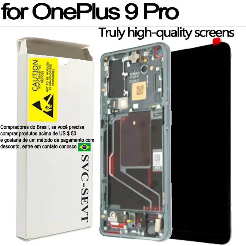 Оригинальная замена LTPO AMOLED 6,7 дюйма для OnePlus 9 Pro, ЖК-дисплей LE2121, Black No frame