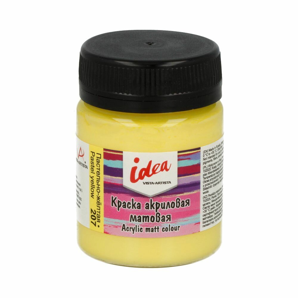 VISTA-ARTISTA idea краска акриловая для декора, матовая, 50 мл, 207 Пастельно-желтая (Pastel yellow), IMA-50