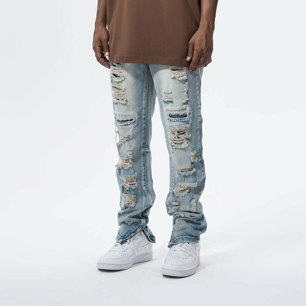 Тренд RONG CH Мужские Джинсы Лето Слим Потертые Кроп Деним, Размер_M