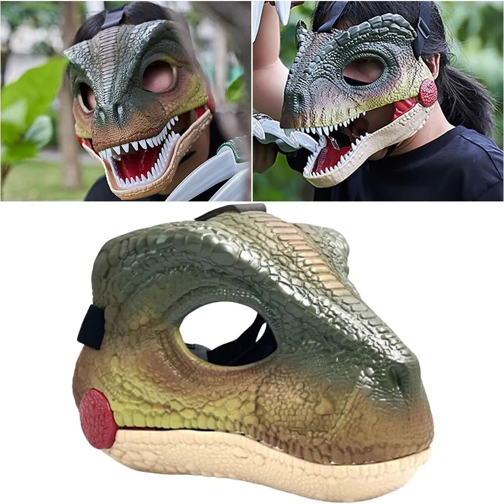 Электрическая маска динозавра с функцией открывания пасти и звуковыми эффектами для детей