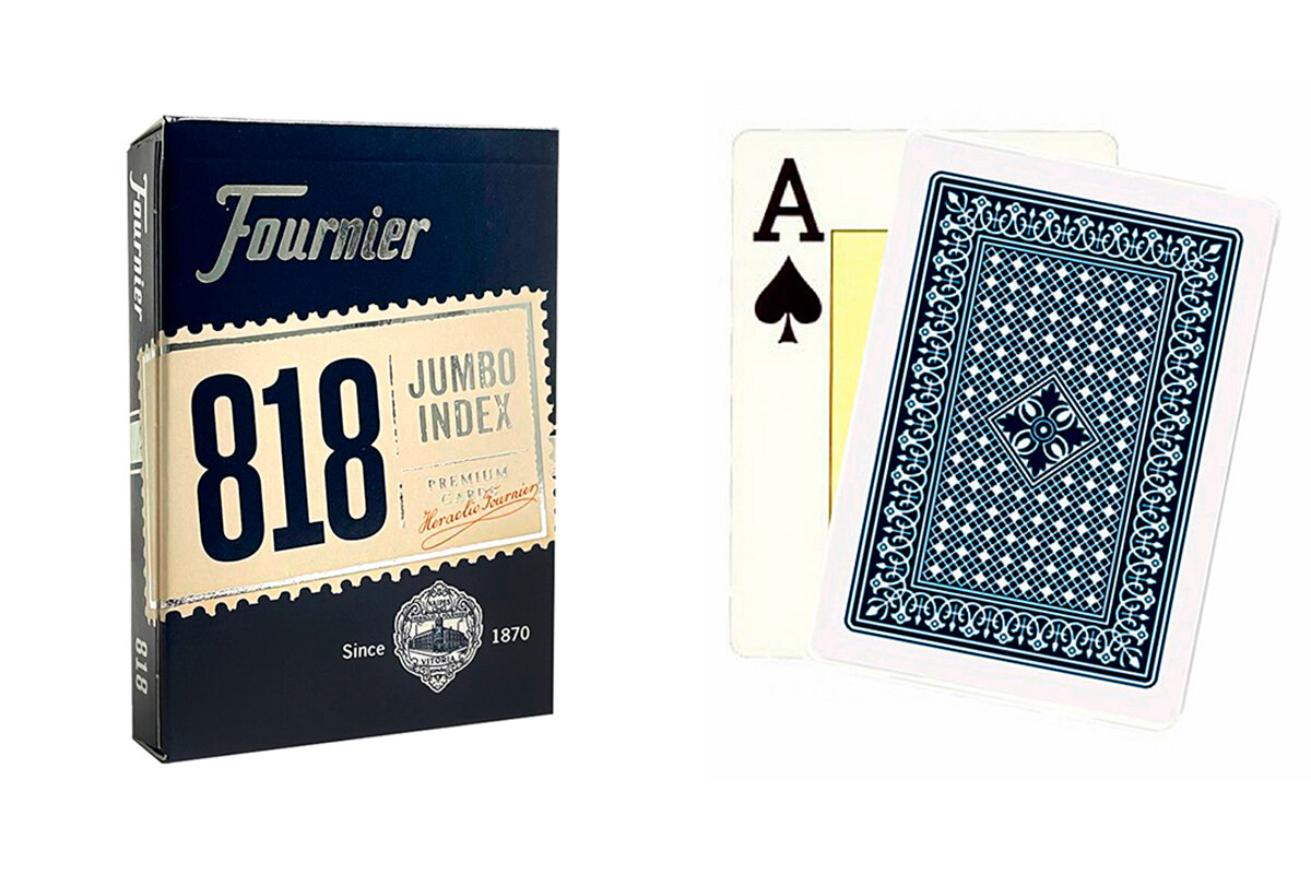 Карты для покера Fournier 818 JUMBO INDEX Blue с пластиковым покрытием, синие, 54 штуки