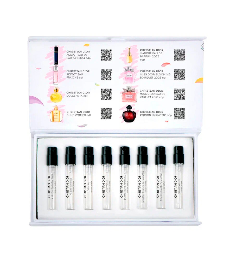 Набор парфюмерной воды Aroma Box "Топ ароматов Christian Dior Lux для нее", женский, 8 пробников по 1,5мл