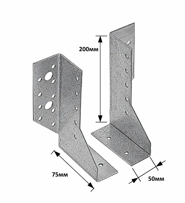 Опора бруса 50х200х2мм Крепление балки разрезное левое + правое (10шт)