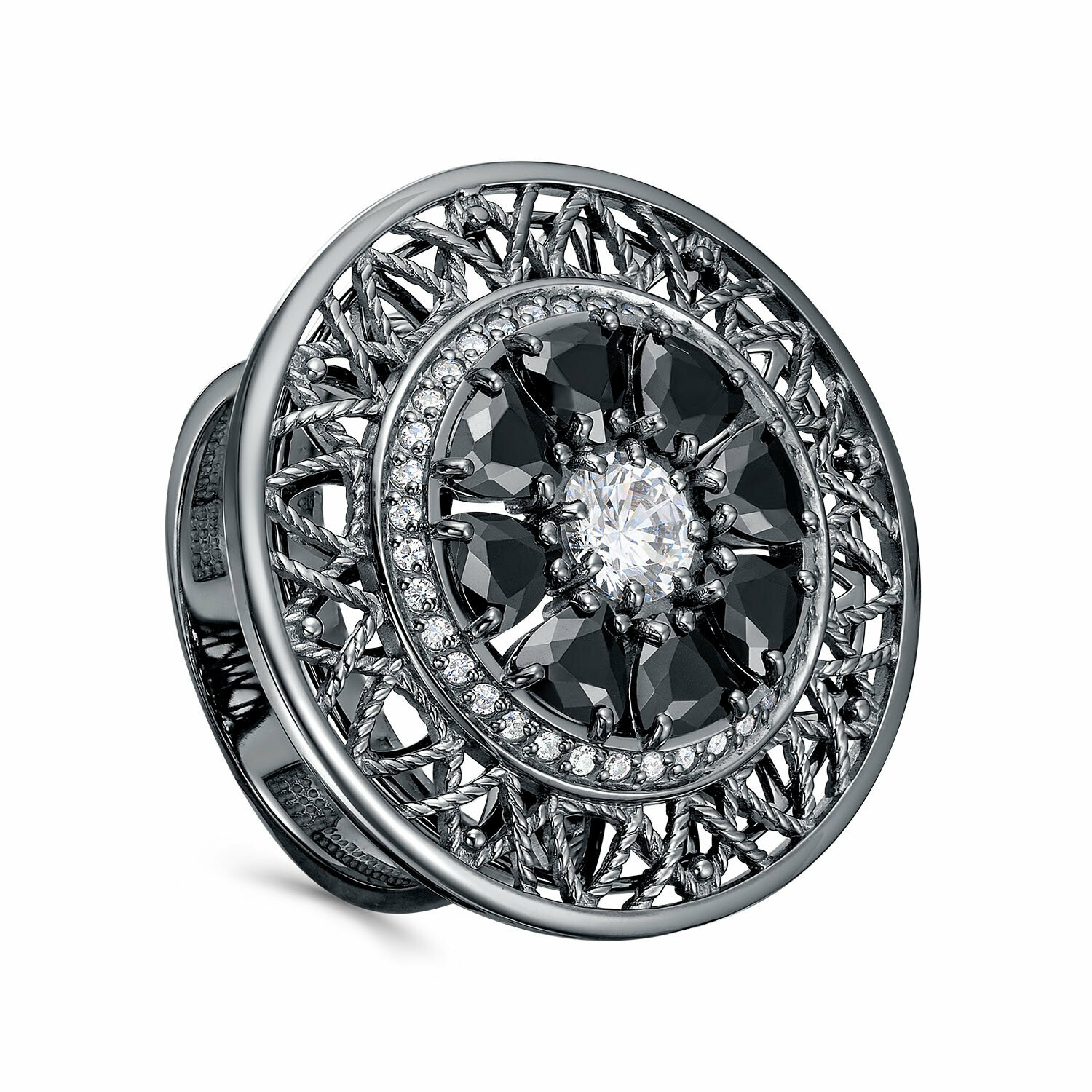 Кольцо, серебро, 925 проба, фианит