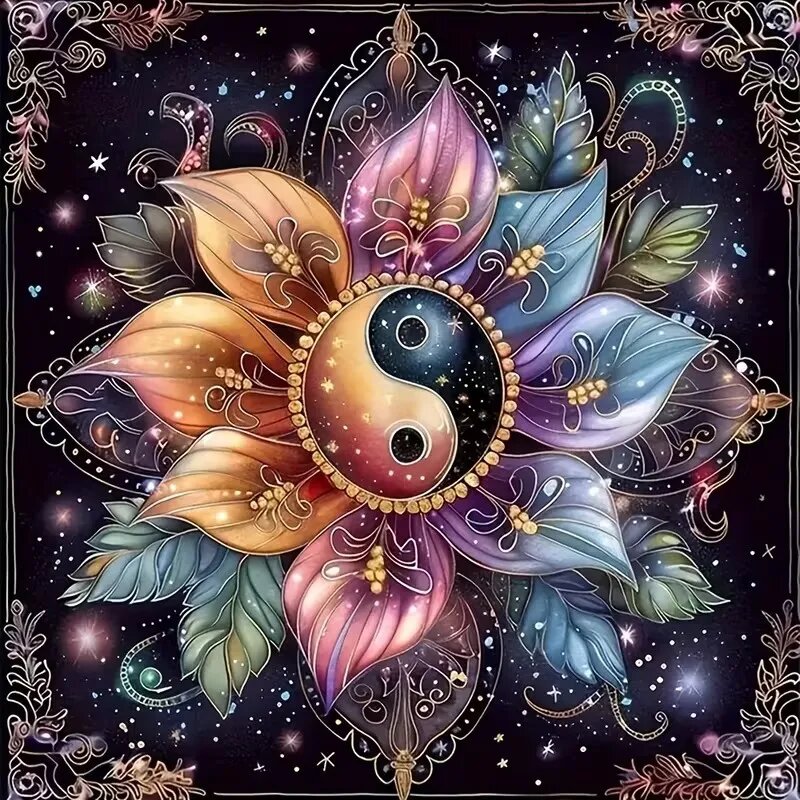 HUACAN Набор для вышивки крестом Мандала Наборы для вышивания цветов Цветочные узоры Рукоделие 11Ct Картина с принтом на холс.