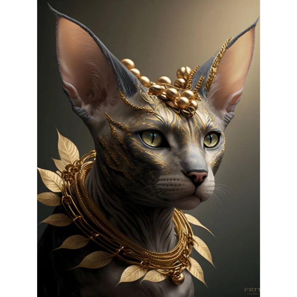 Алмазная Картина "сфинкс, Кот" 40х50 См Алмазная Вышивка / Картина Стразами Подарков