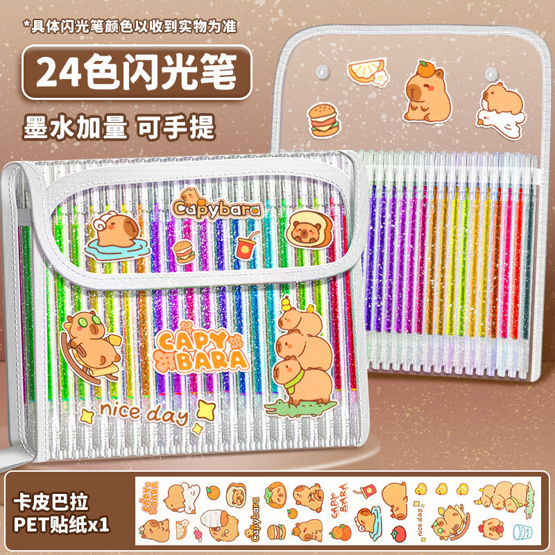 Большие цветные гелевые ручки с блестками, 48 цветов/60 цветов, для студентов, с текучим песком, блестящие, флуоресцентные маркеры