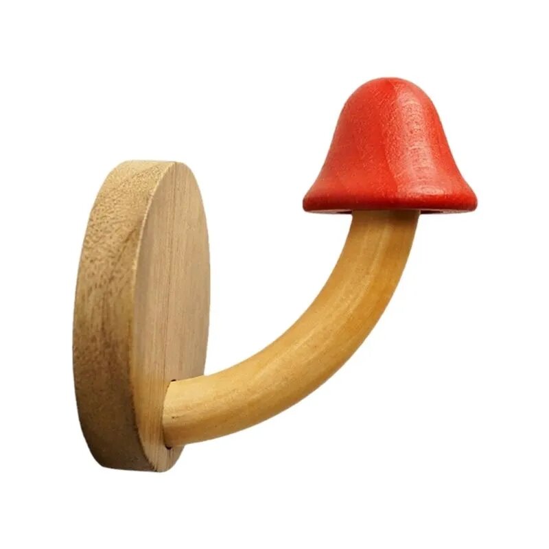 Деревянный настенный крючок в виде гриба, многофункциональные крючки для одежды, шапок, вешалка на дверь ванной комнаты, декоративный органайзер для хранения