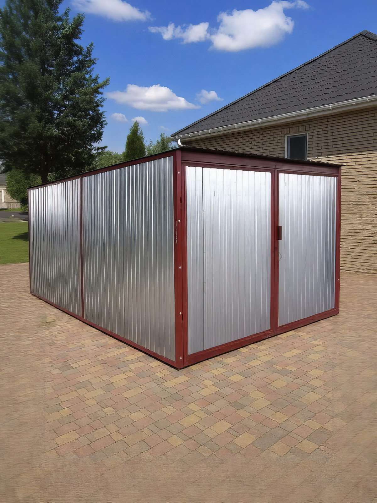 Гараж пенал "ГаражМастер", металлический, 6х3.2х2.1м, распашные ворота