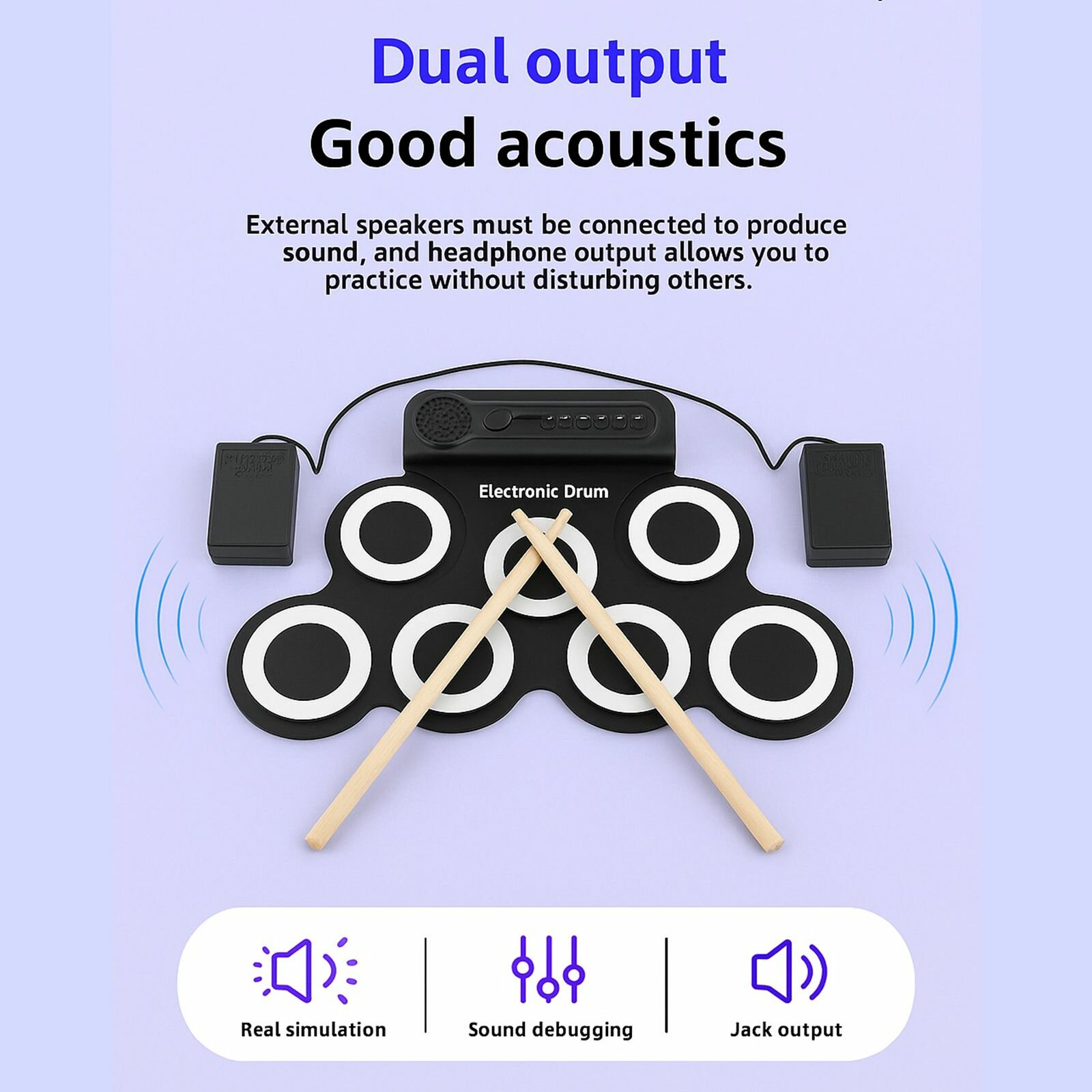 Электрическая барабанная установка с динамиком, 7 пэдов, барабанная установка, ударный инструмент