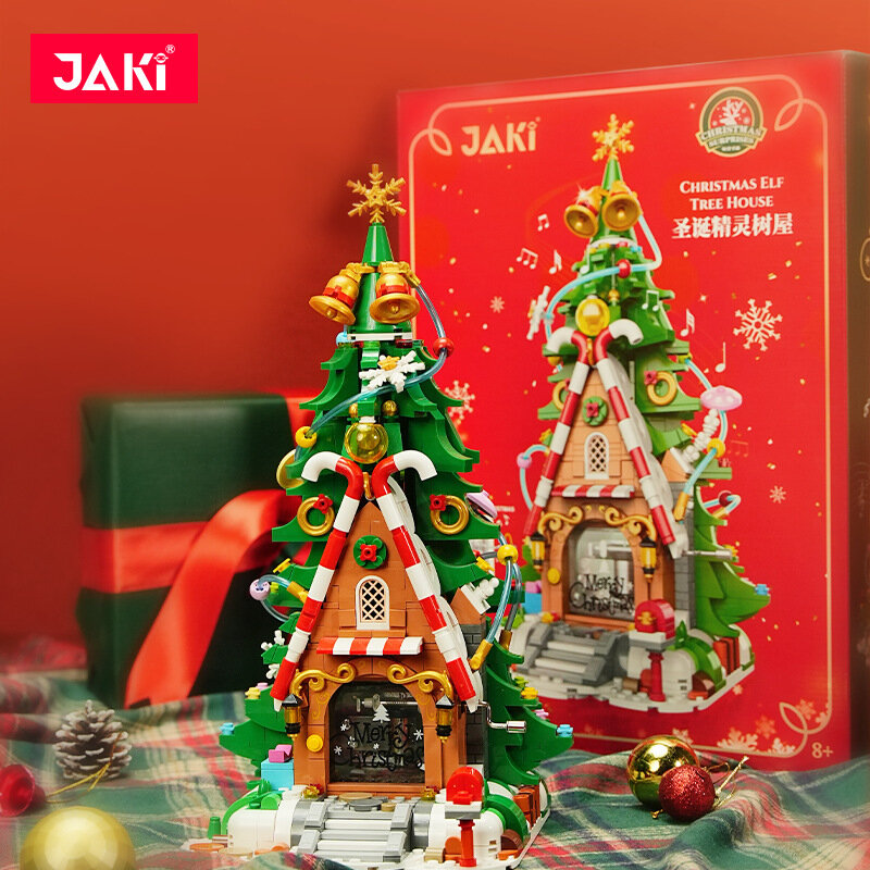 Набор строительных блоков JK5128 Домик эльфа на елке, 1055 деталей для праздничного декора