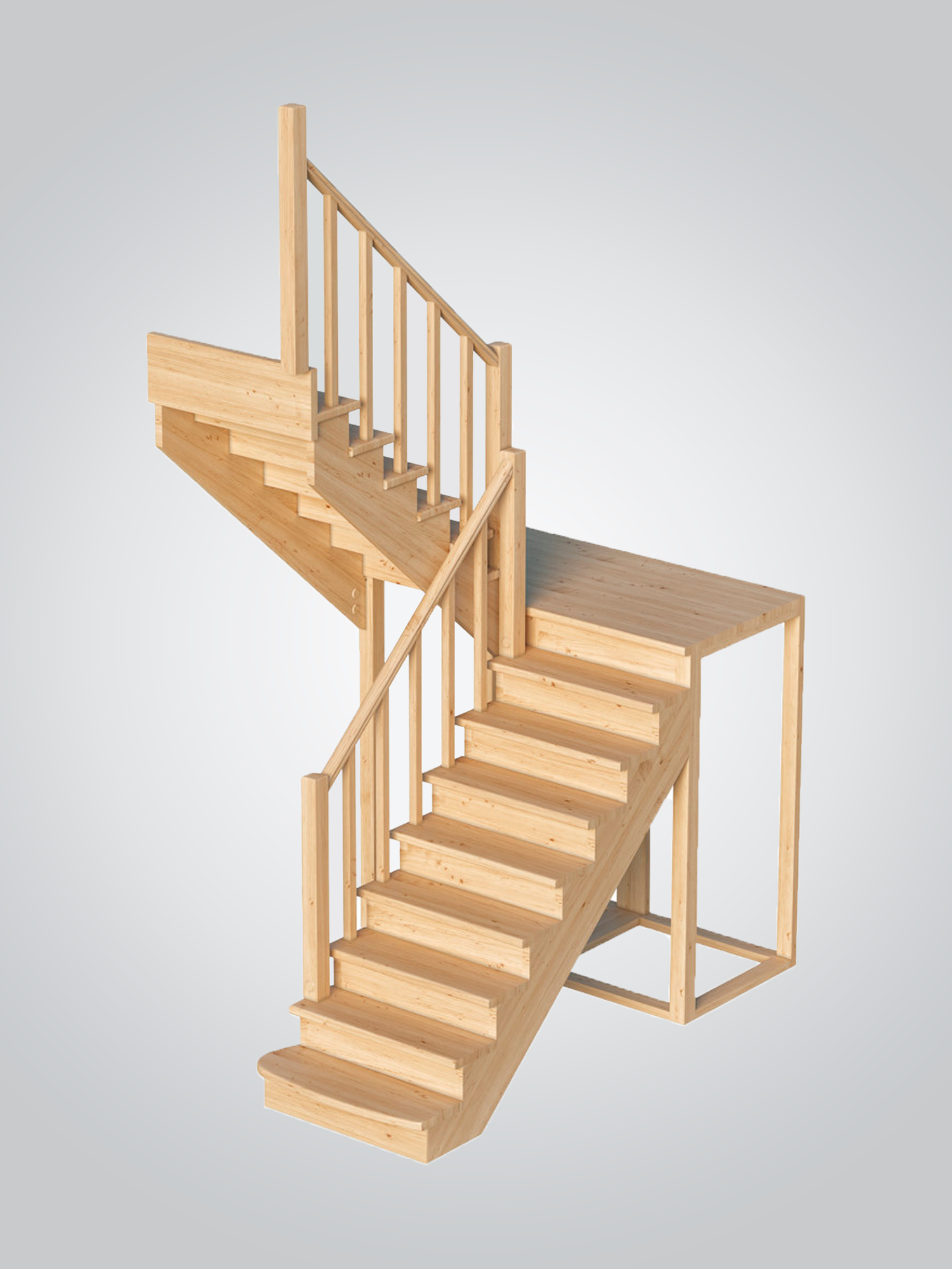 Лестница на второй этаж К-004м/2 Левая с подступенками