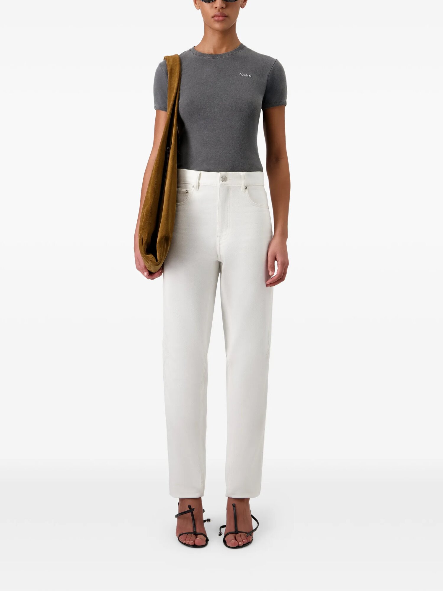 Джинсы зауженные Coperni Five-pockets tapered jeans, размер 38, бежевый/белый — фото 1