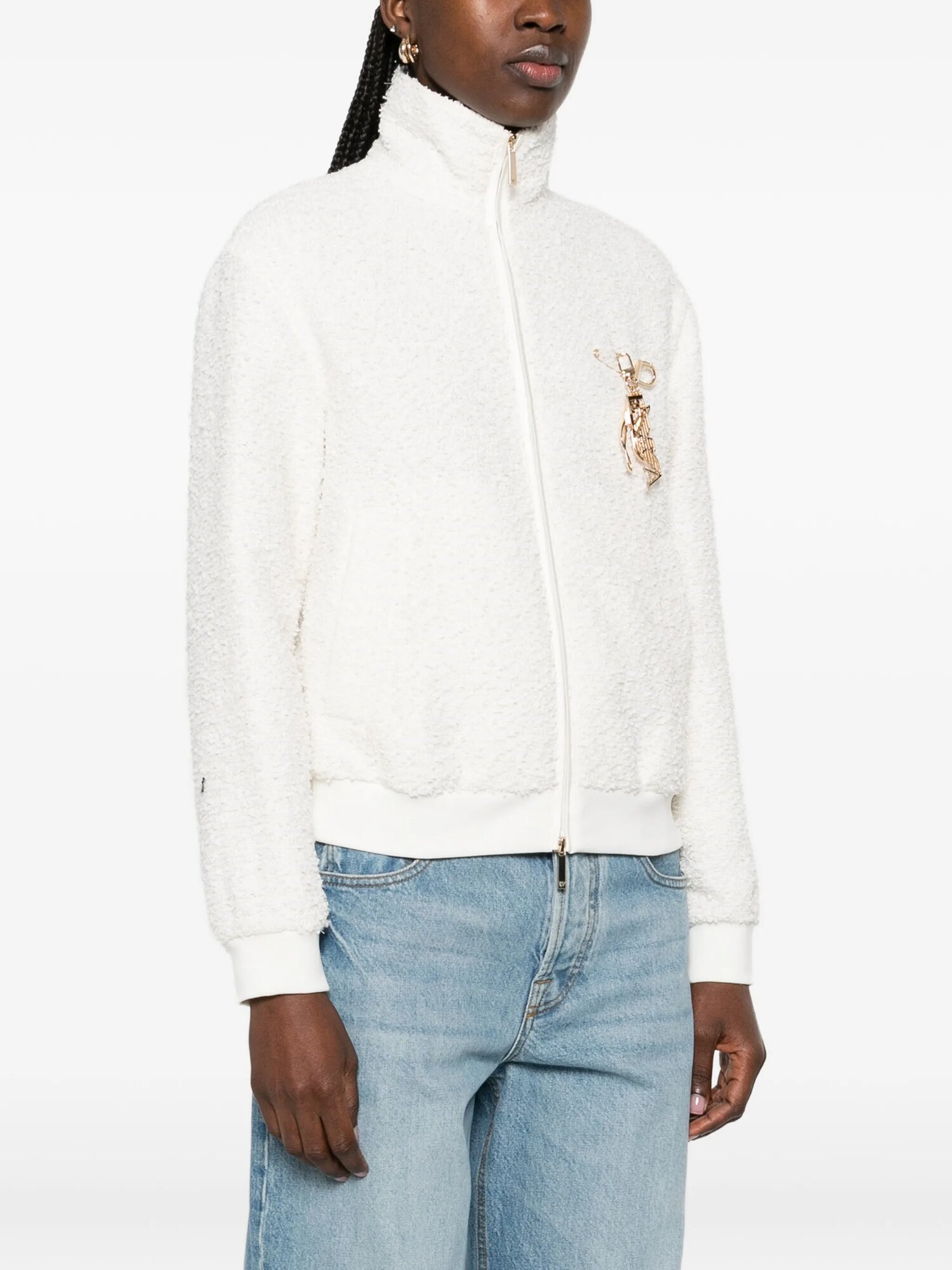 Куртка EMPORIO ARMANI Appliqué zip jacket, размер 44, белый — фото 1