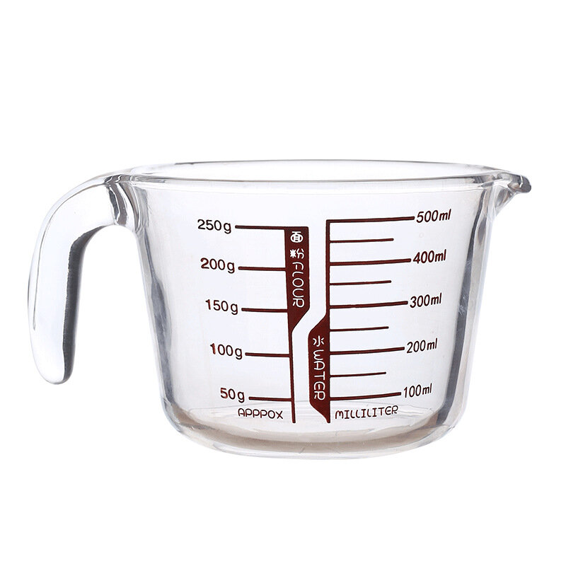 Мерный стакан с ручкой, стеклянный градуированный стакан, домашний, устойчивый к высоким температурам, утолщенный, кухонный, для молока, яиц, взбивания, выпечки, большой емкости