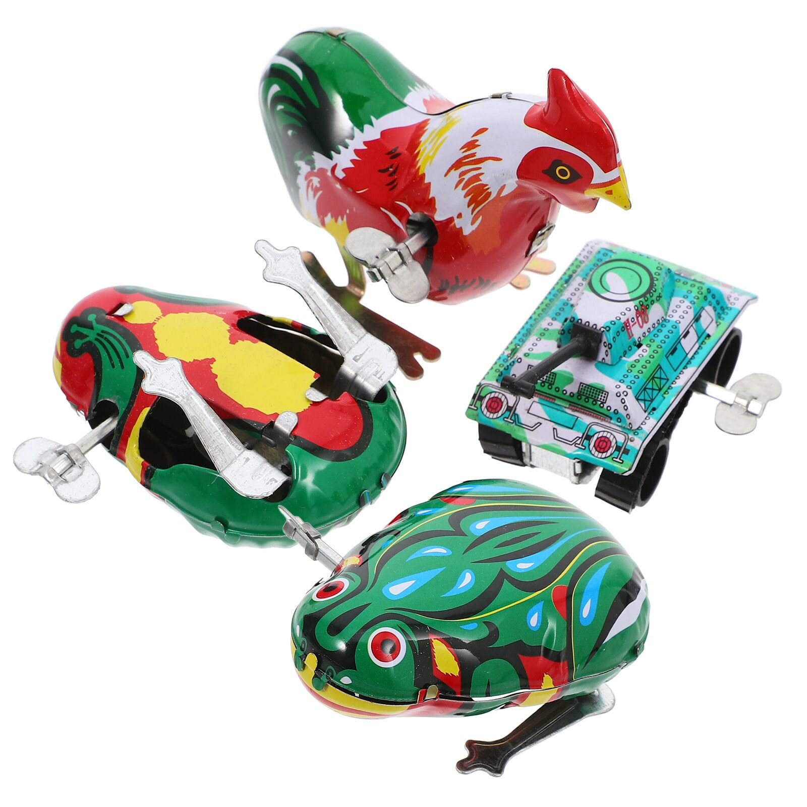 Жестяные игрушки эпохи СССР, заводной механизм, комплект из 4 шт